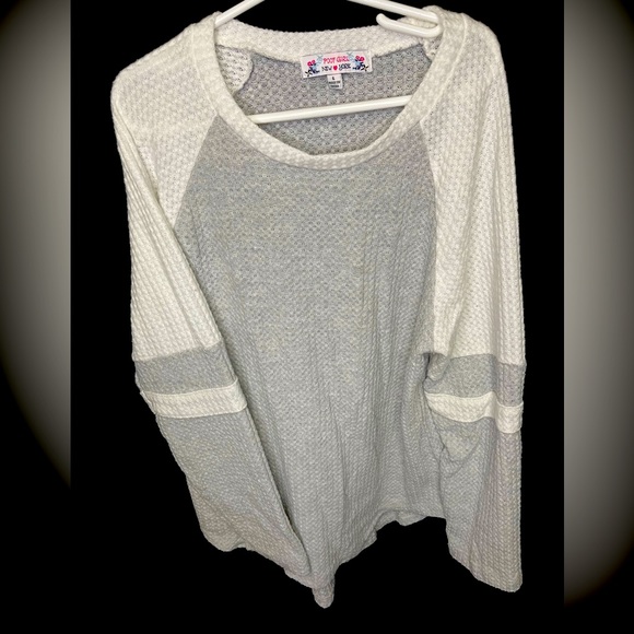 Poof! | Shirts & Tops | Poof Girl Lightweight Gray And White Sweater ...